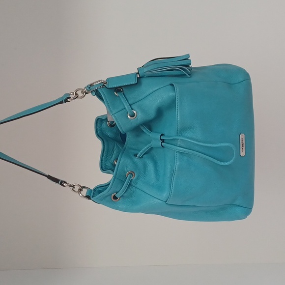 Coach | Bags | Coach Avery Turquoise Leather Bucket Bag 2703 | Poshmark